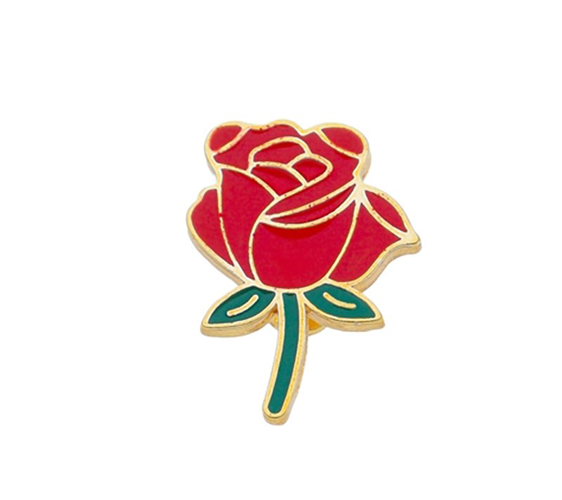 GEEBEE PINS - PIN ROSA VERMELHA OURO RESINADO
