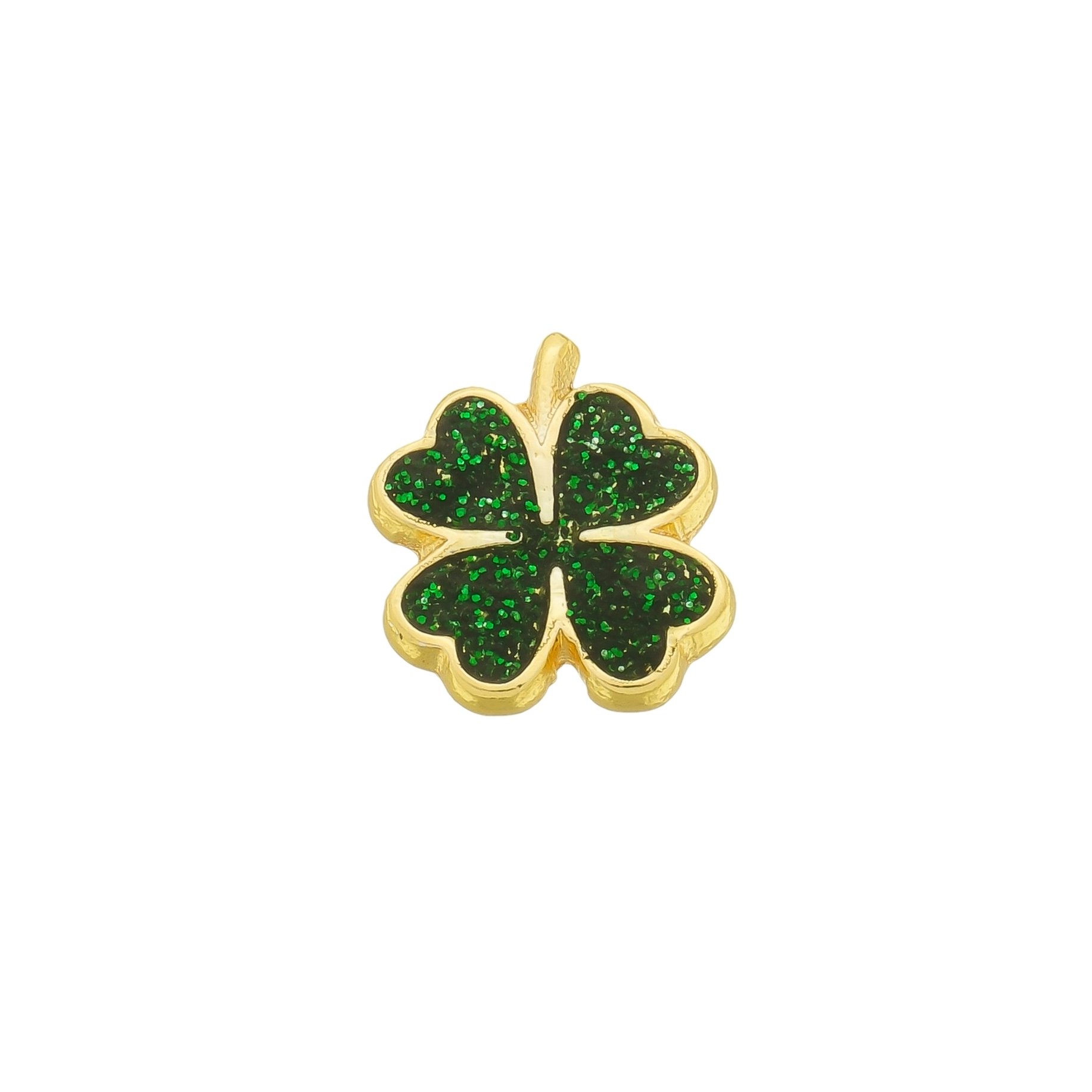 GEEBEE PINS - PIN TREVO VERDE COM GLITTER GB